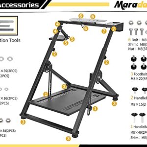 Marada Sim Racing Wheel Stand Simulator Cockpit X-Structure Quick Fold Fits for Thrustmaster/Logitech G29, G923, G920, T300RS, T150 Adjustable Gaming Stand without Steering Wheel, Pedal, Handbrake