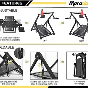 Marada Sim Racing Wheel Stand Simulator Cockpit X-Structure Quick Fold Fits for Thrustmaster/Logitech G29, G923, G920, T300RS, T150 Adjustable Gaming Stand without Steering Wheel, Pedal, Handbrake