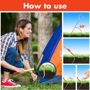 12 inch Heavy Duty Tent Pegs Metal Tent Stakes Canopy Stakes for Camping Landscaping Plant Support High Strength Camping Stakes Pack of 3