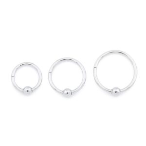 Painful Pleasures 14g Titanium Captive Bead Hinged Clicker Ring — Price Per 1-12mm ~ 15/32" with 4mm Ball