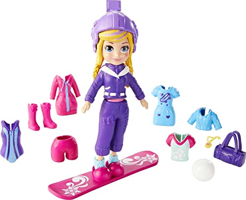 Polly Pocket Travel Toy Playset with Four (3-inch) Dolls and 40+ Fashion Accessories, Themed Characters Fashion Pack