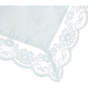 CTM® Women's Bridal Dress Lace and Linen Handkerchief, White