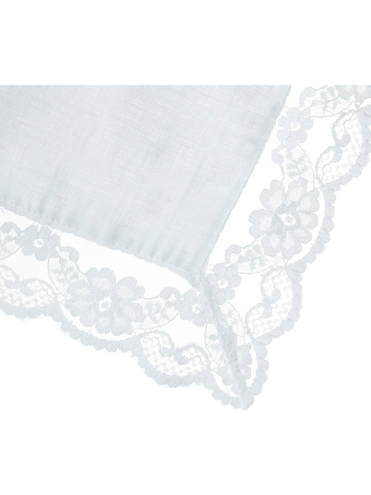 CTM® Women's Bridal Dress Lace and Linen Handkerchief, White