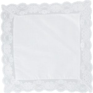 CTM® Women's Bridal Dress Lace and Linen Handkerchief, White