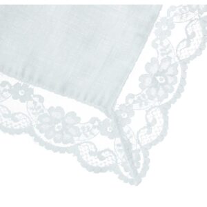 CTM® Women's Bridal Dress Lace and Linen Handkerchief, White