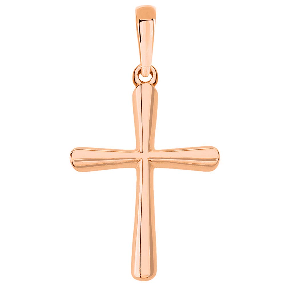 Jewelry America 14k Rose Gold Slender Small Cross Charm Pendant