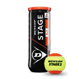 dunlop tennis ball stage 2 orange - for beginners and kids on middle court (1 x 3 pet)