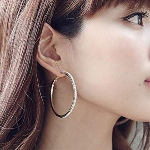 Royal Amoyy Hoop Earrings for Women and Girls, Shinning Rhinestone Hoop Earrings, Hypoallergenic Plated Alloy Earrings, Silver