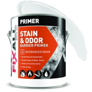 fixall stain and odor barrier primer, 1 gallon, eliminates odors and staining from smoke, nicotine, pet urine, water and more, one-coat interior paint primer for common substrates