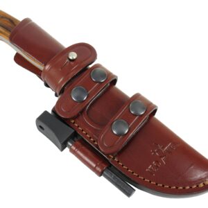 JEO-TEC Nº29 Bushcraft Survival Hunting Camping Knife - MOVA-58 Stainless Steel - Cocobolo Wood Handle - 10'' Overall - Multi-positioned Leather Sheath - Handmade in Spain