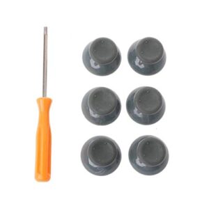 7-in-1 3d analog thumb stick caps + t8 screwdriver tool for xbox 360 controller (gray)