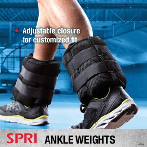 SPRI Adjustable Ankle Weights - Walking Weights for Strength Training Exercises, Resistance Endurance Workouts, General Fitness - For Strengthening & Toning Lower Body - 5lb Set (2.5lb Each)