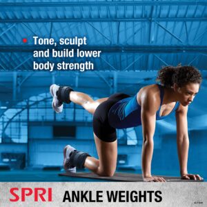 SPRI Adjustable Ankle Weights - Walking Weights for Strength Training Exercises, Resistance Endurance Workouts, General Fitness - For Strengthening & Toning Lower Body - 5lb Set (2.5lb Each)