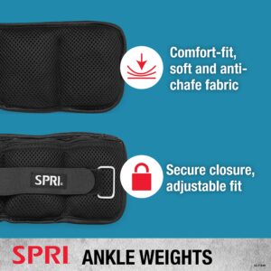 SPRI Adjustable Ankle Weights - Walking Weights for Strength Training Exercises, Resistance Endurance Workouts, General Fitness - For Strengthening & Toning Lower Body - 5lb Set (2.5lb Each)