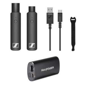 sennheiser xsw-d xlr base set wireless microphone system with ravpower luster 6700mah charger & fastener straps (10-pack) bundle