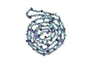 mgr my gems rock! beaded sodalite mix stone endless infinity long or multi layered boho statement necklace, 60" long.