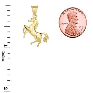 Elegant 14k Yellow Gold Stallion Horse Running Charm Pendant