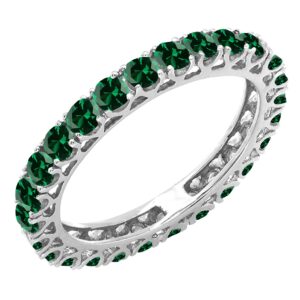 dazzlingrock collection round lab created emerald women full eternity wedding stackable ring band | 14k white gold, size 6