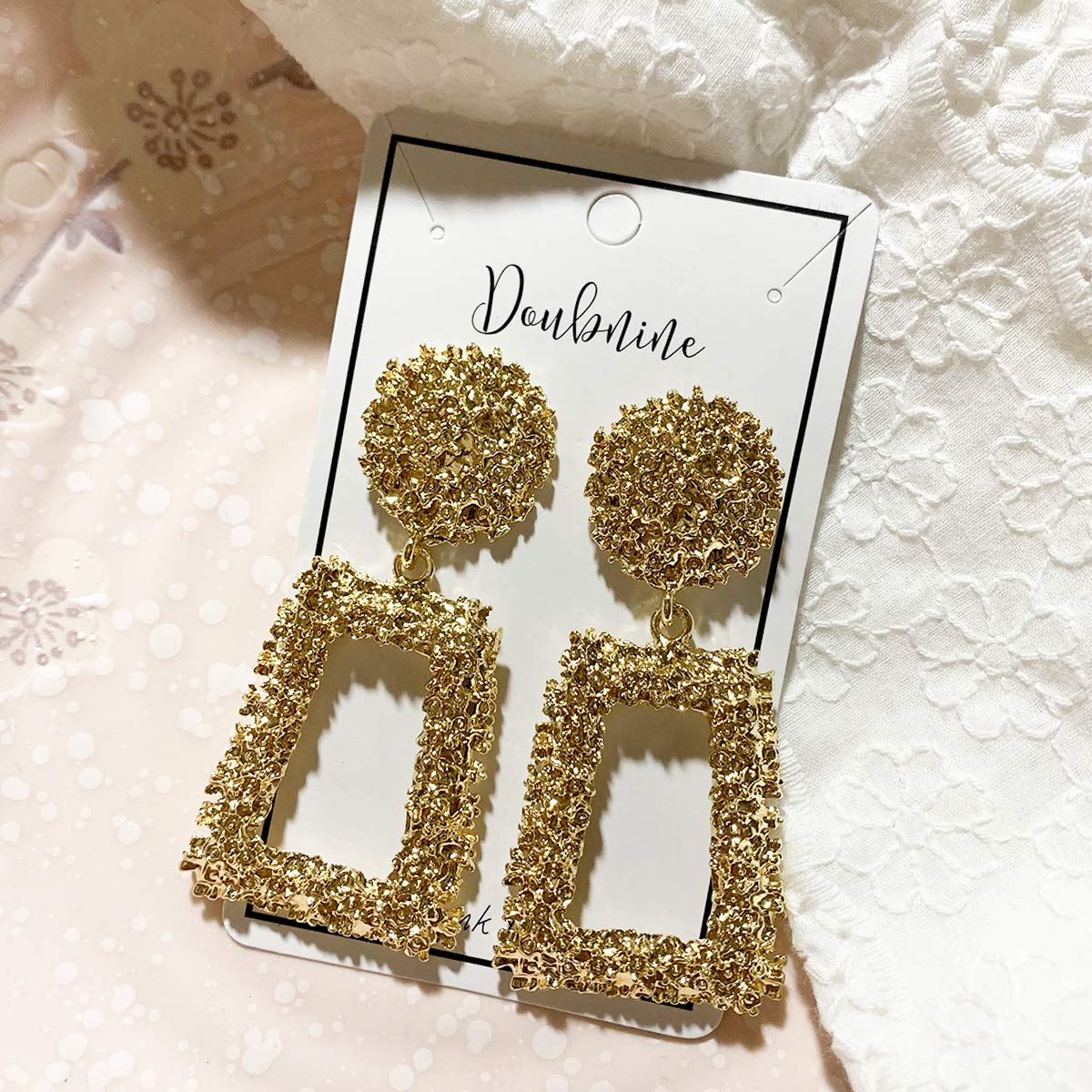 Doubnine Rectangle Geometric Metallic Earrings Indiana Boho Dangle Modern Earrings Wedding Bridal Jewelry for Women