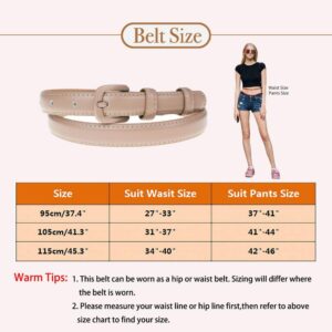 VOCHIC Trendy Women Leather Skinny Belts for Jeans Pants Thin Dress Waist Belt