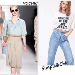 VOCHIC Trendy Women Leather Skinny Belts for Jeans Pants Thin Dress Waist Belt