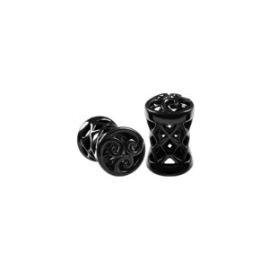 big gauges pair of blackline alloy 4gauges 5 mm double flared saddle piercing jewelry ear flesh tunnel stretcher earring plugs bg6116