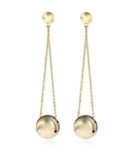 doubnine long chain earrings metallic ball gold drop dangle modern threader earrings wedding bridal jewelry for women