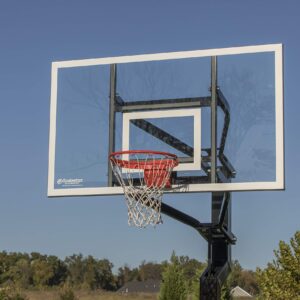 Goalsetter MVP 72" Glass In-Ground Height Adjustable Basketball Hoop System with Collegiate Breakaway Rim