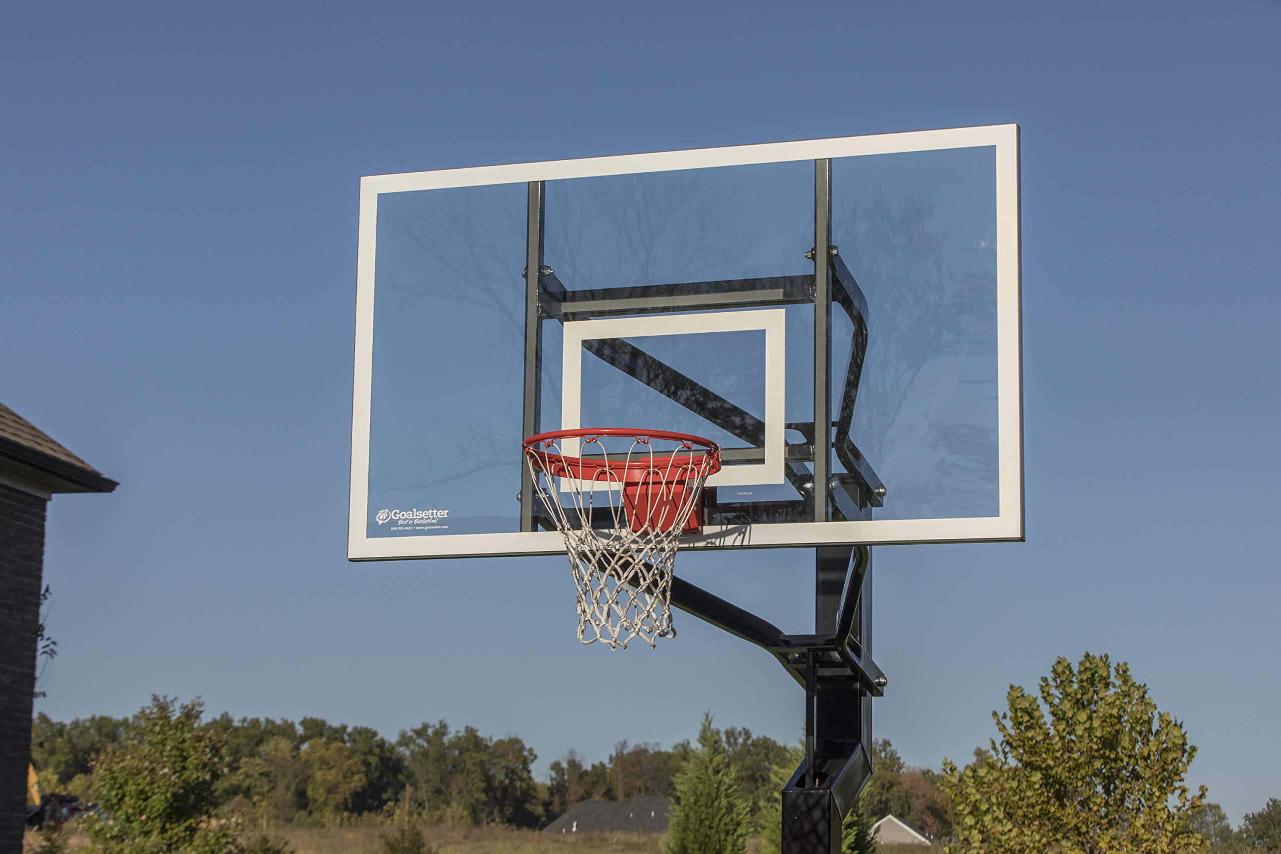 Goalsetter MVP 72" Glass In-Ground Height Adjustable Basketball Hoop System with Collegiate Breakaway Rim