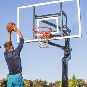 Goalsetter MVP 72" Glass In-Ground Height Adjustable Basketball Hoop System with Collegiate Breakaway Rim