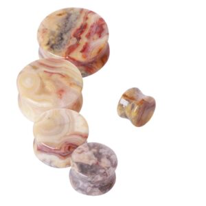 natural crazy lace agate stone saddle plug (0ga)