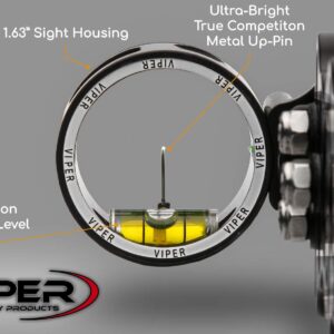 VIPER Archery Sidewinder Compound Bow Sight - Made in USA - Machined Aluminum, Bright Fiber-Optic Single Pin, Toolless Quickset Gear-Drive Elevation Adjustment, 0.015 Pin