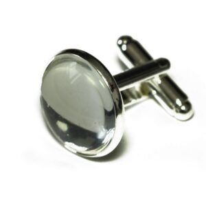 ALL in ONE Cufflinks Cuff Links Button Cabochon Blank Trays Frame with Clear Glass Dome (Silver 16mm - 10 Sets)