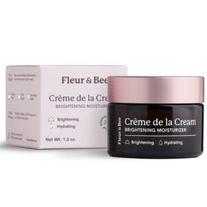 fleur & bee brightening moisturizer | clean, 100% vegan | anti aging, wrinkle cream with vitamin c | wrinkles, hyperpigmentation & dark spot corrector for face | crème de la cream 1.5 oz