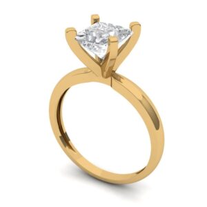 Clara Pucci 1.50 ct Princess Cut Solitaire Genuine Moissanite Wedding Bridal Designer Anniversary Engagement Ring in 14k Yellow Gold