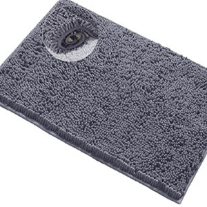 luxurux chenille bath rugs mat non-slip bathroom rug shag shower mat machine-washable bath mats with water absorbent soft microfibers, 20" w x 30" l, dark grey