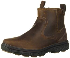 skechers mens resment-korver chelsea side zip hiking boot, dark brown, 6.5 extra wide us