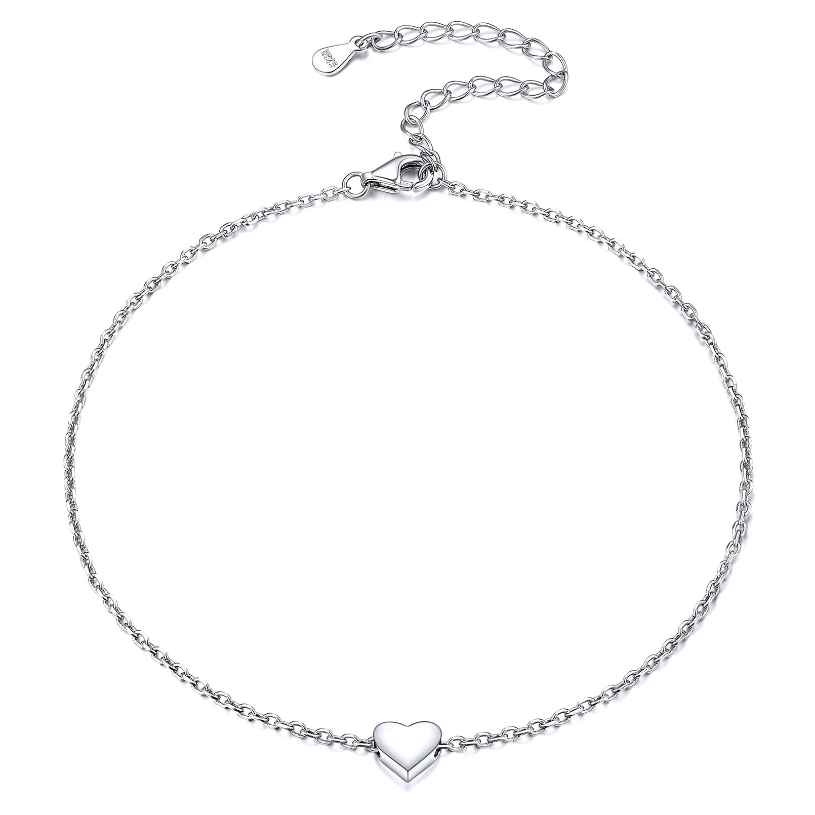 ChicSilver Ankle Bracelets for Women Silver Anklets for Women Dainty Heart Anklet