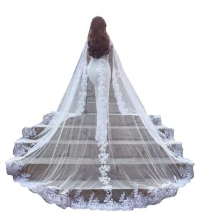 kelaixiang women veil cape tulle lace applique 3m 4m wedding capes bridal wraps long train shawls cloak