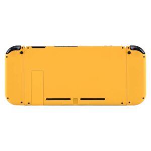 eXtremeRate DIY Replacement Shell Buttons for Nintendo Switch, Soft Touch Back Plate for Switch Console, Custom Housing Case with Full Set Buttons for Joycon Handheld Controller - Caution Yellow