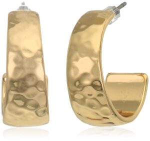 nine west women's classics women's polished gold tone hoop earrings