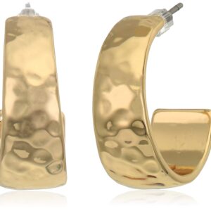 NINE WEST Women's Classics Women's Polished Gold Tone Hoop Earrings