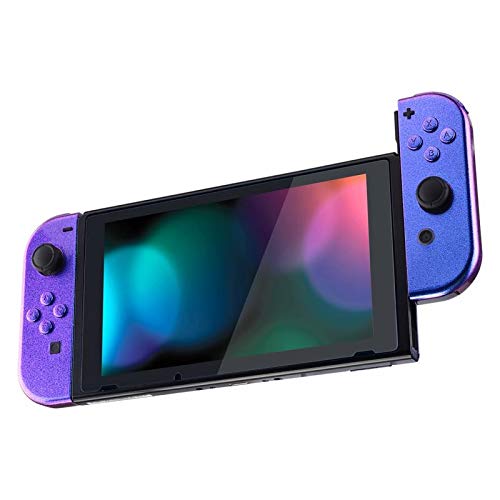 eXtremeRate DIY Replacement Shell Buttons for Nintendo Switch & Switch OLED, Chameleon Purple BlueCustom Housing Case with Full Set Button for Joycon Handheld Controller - Console Shell NOT Included