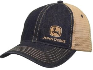 john deere 6 panel cap denim & mesh, unstruct-khaki-os