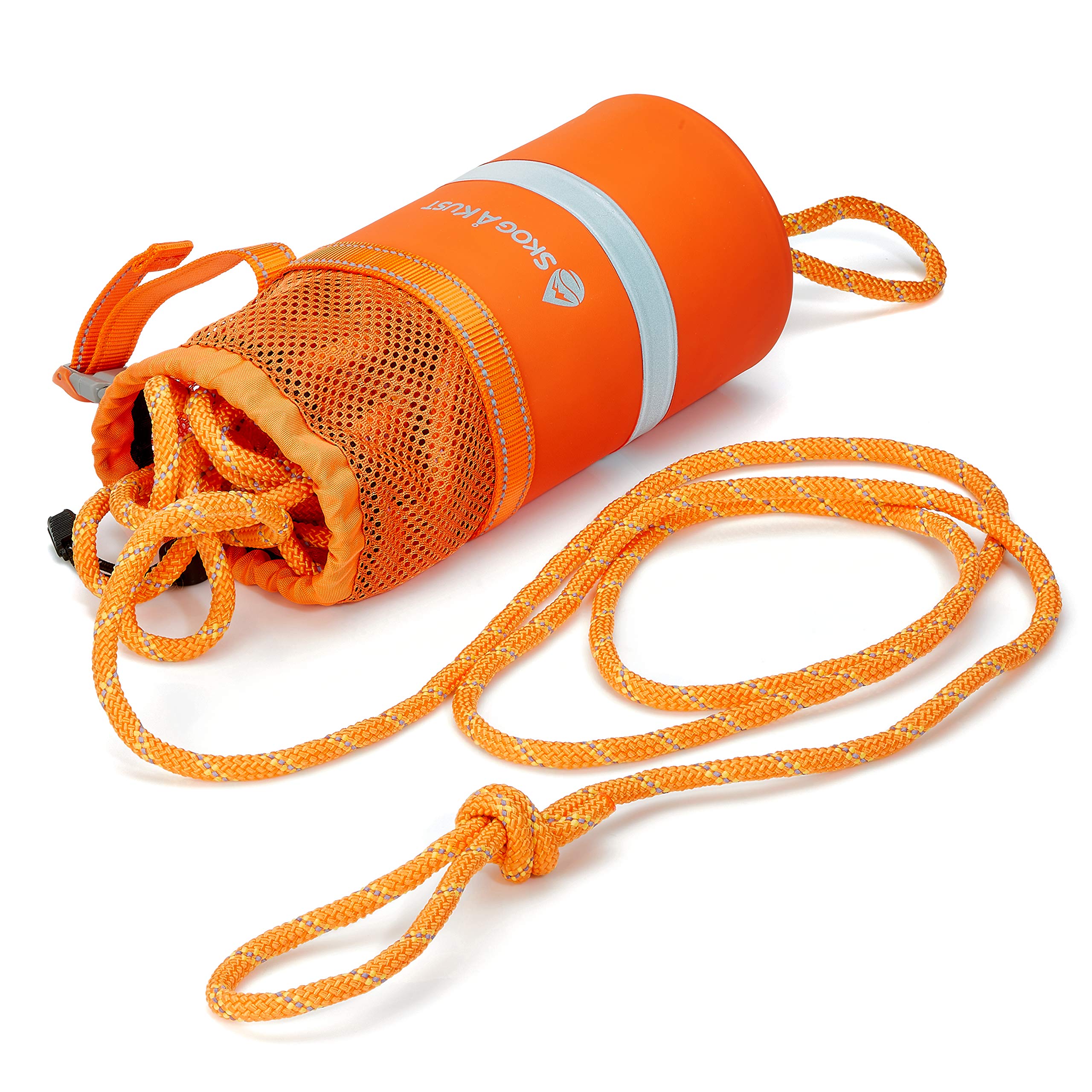 Skog Å Kust Rescue Throw Bag w/ 50-Feet of Floating Reflective Rope (Orange Reflective, 50' x 8mm)