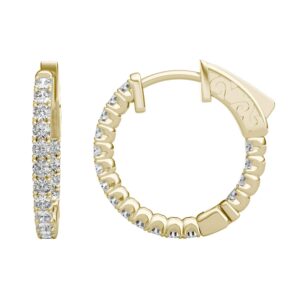 14k yellow gold moissanite by charles & colvard 1.7mm round hoop earrings 0.68cttw dew