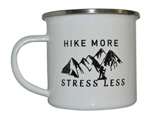 rogue river tactical funny camp mug enamel camping coffee cup gift hike more stress less camping gear