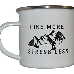 Rogue River Tactical Funny Camp Mug Enamel Camping Coffee Cup Gift Hike More Stress Less Camping Gear