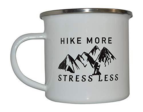 Rogue River Tactical Funny Camp Mug Enamel Camping Coffee Cup Gift Hike More Stress Less Camping Gear