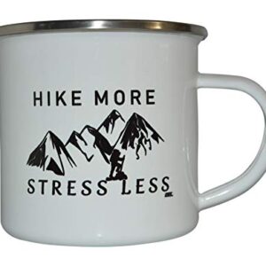 Rogue River Tactical Funny Camp Mug Enamel Camping Coffee Cup Gift Hike More Stress Less Camping Gear